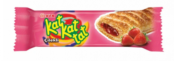Ulker Kat Kat Tat Puff Pastry 25gr. (with Strawberry Flavoured Cream ...