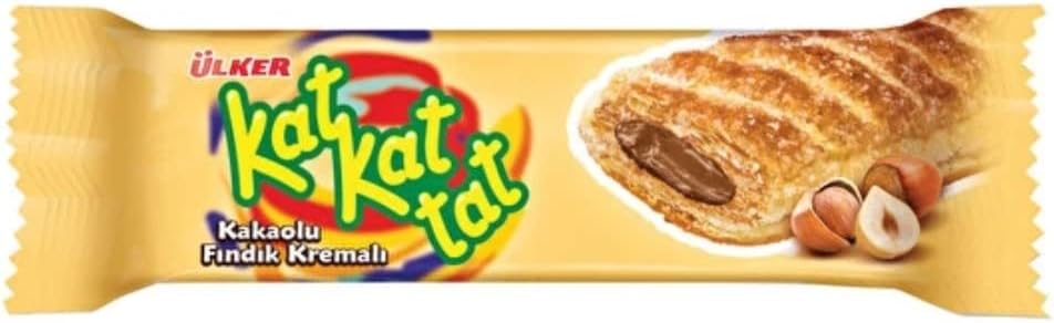 Ulker Kat Kat Tat Puff Pastry 25gr. (with Hazelnut Flavoured Cocoa Cre ...
